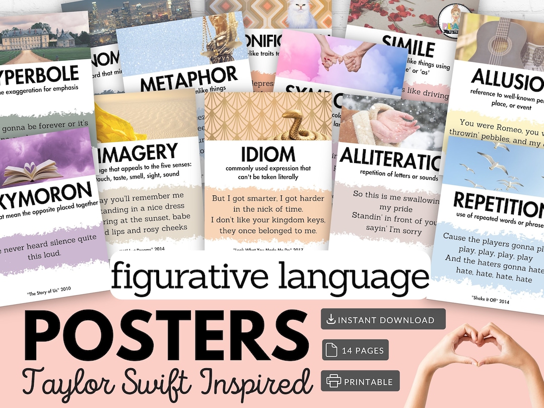 Taylor Swift-inspired Figurative Language Classroom Posters | High ...