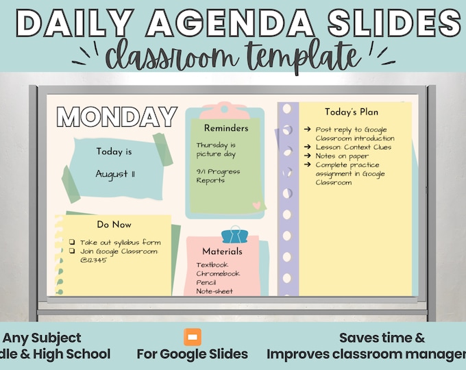 Daily Agenda Slides | Classroom Template | Google Slides | Middle ...