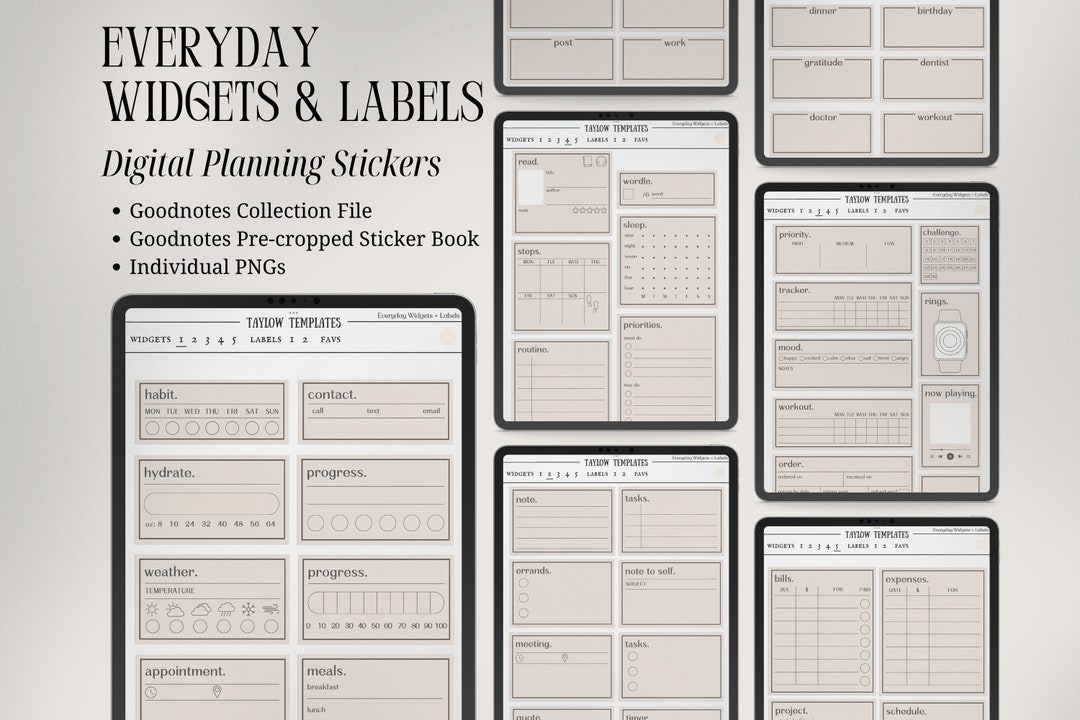 Essential Planning Digital Stickers | Everyday Widgets + Labels for ...
