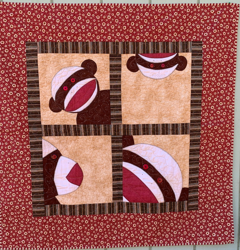 Sock Monkey Applique Quilt Pattern - Etsy
