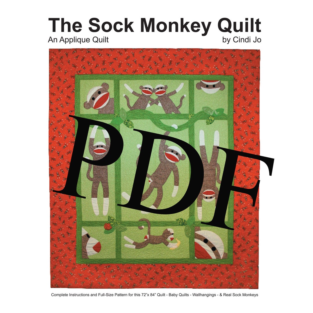 PDF Sock Monkey Applique Quilt Pattern - Etsy