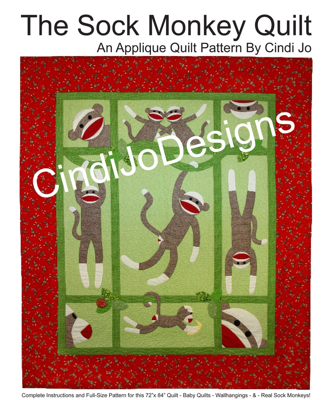 Sock Monkey Applique Quilt Pattern - Etsy