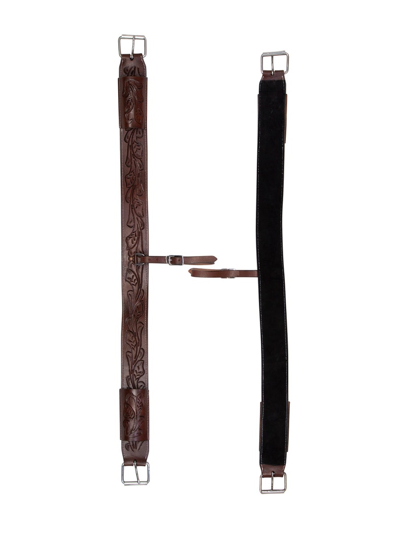 Horse Saddle Back Cinch Western Leather Brown Tooled Flank Bucking ...