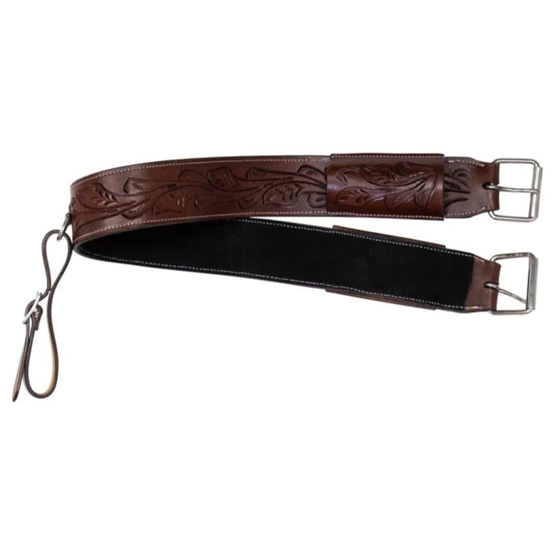Horse Saddle Back Cinch Western Leather Brown Tooled Flank Bucking ...