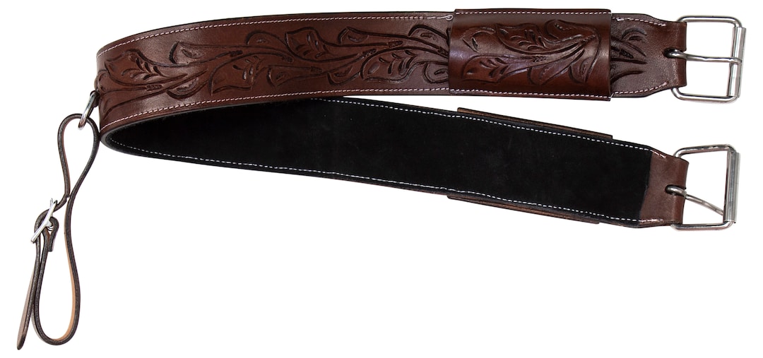 Horse Saddle Back Cinch Western Leather Brown Tooled Flank Bucking ...