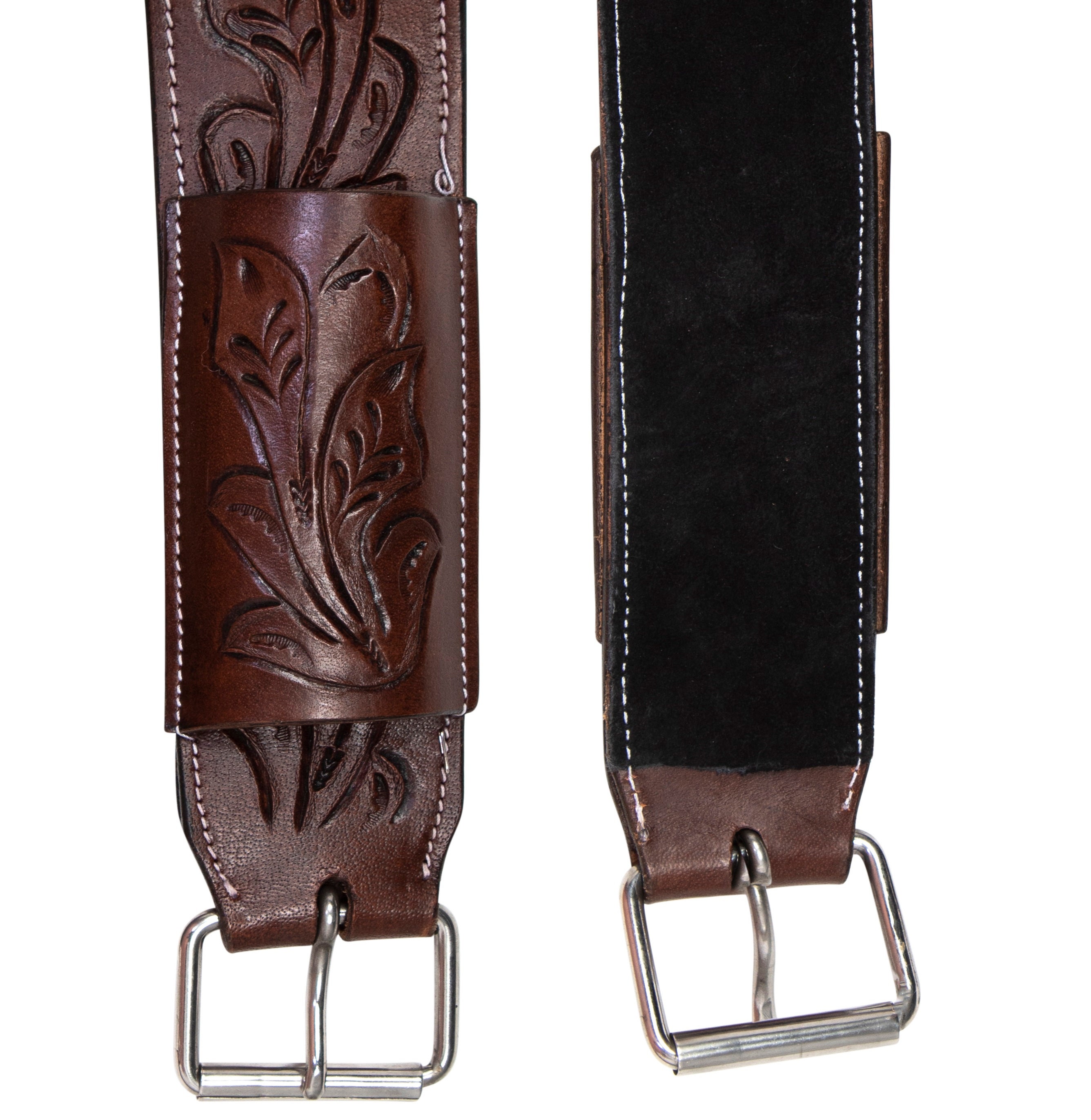 Horse Saddle Back Cinch Western Leather Brown Tooled Flank Bucking ...