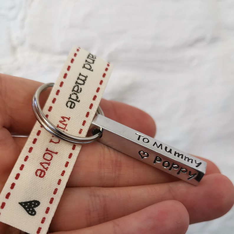 Personalised Bar Keyring Hand Stamped Personalized Key Ring - Etsy