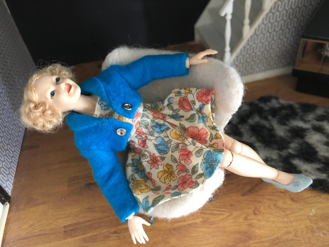 Blue Jacket and Floral Dress for Heidi Ott Ladies (1:12) the Doll is ...