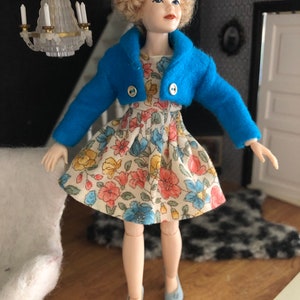 Blue Jacket and Floral Dress for Heidi Ott Ladies (1:12) the Doll is ...
