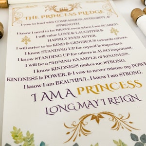 Princess Party Favors, Princess Pledge Scroll, Princess Coronation ...