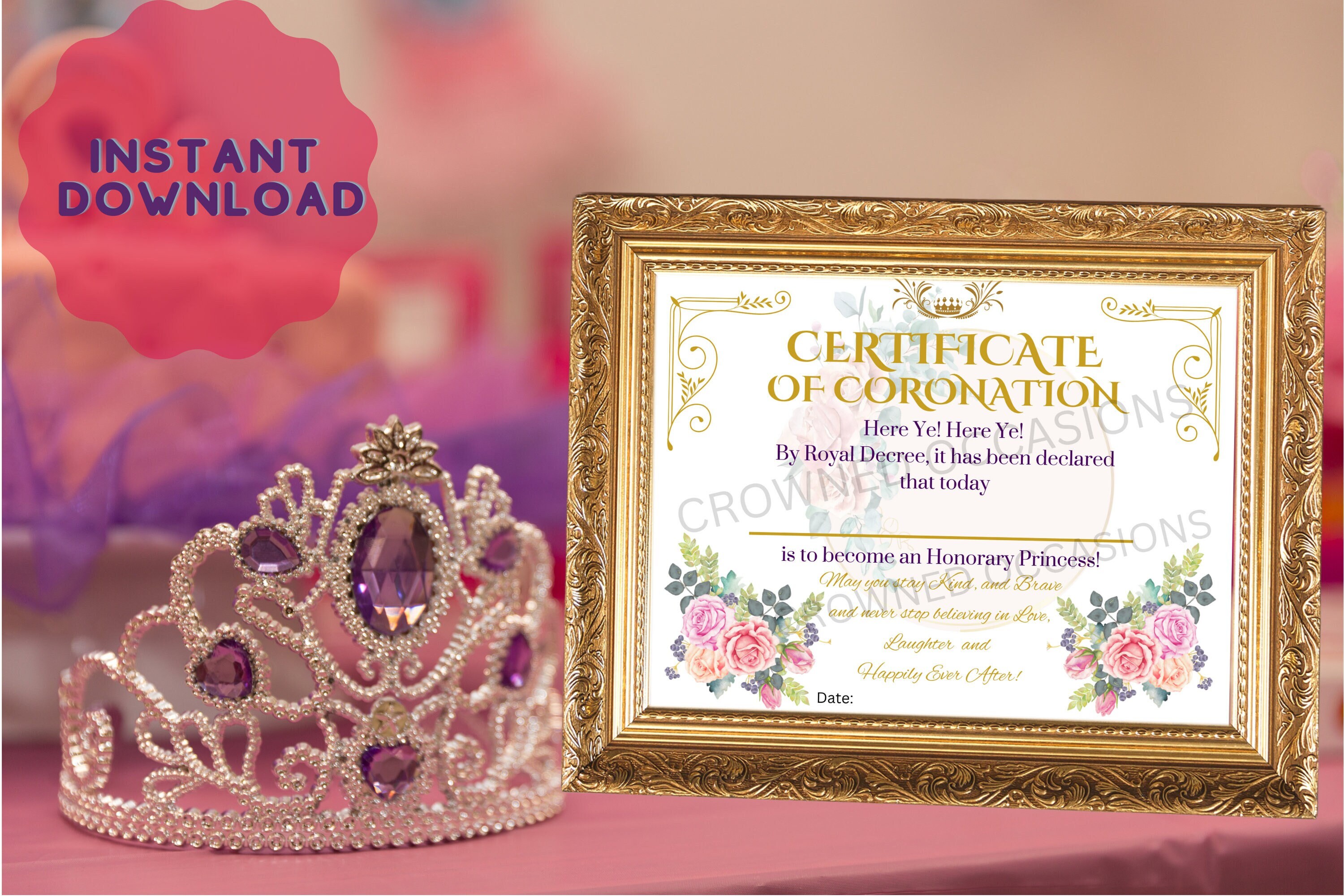 Personalized Princess Party Coronation Certificate, Princess Crowning ...