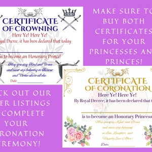 Personalized Princess Party Coronation Certificate, Princess Crowning ...