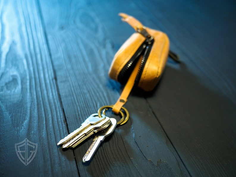 Yellow key pouch Leather key case pouch for keys leather key | Etsy
