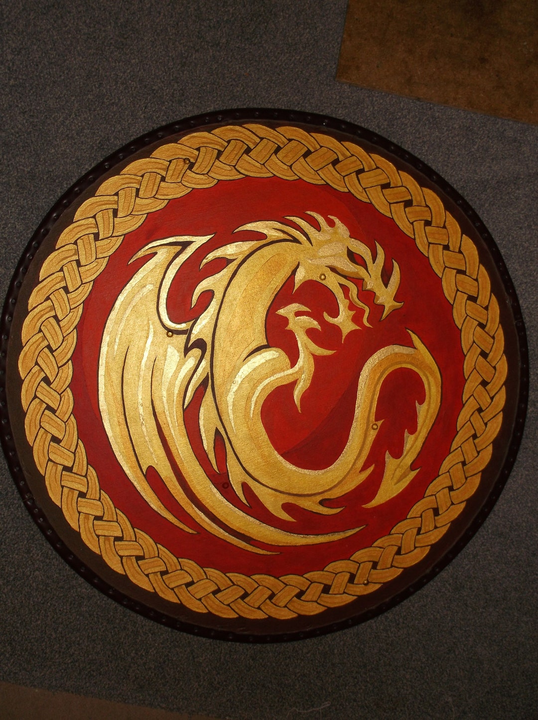 Golden Dragon Shield: Large Round Celtic Knotwork Parade Shield - Etsy