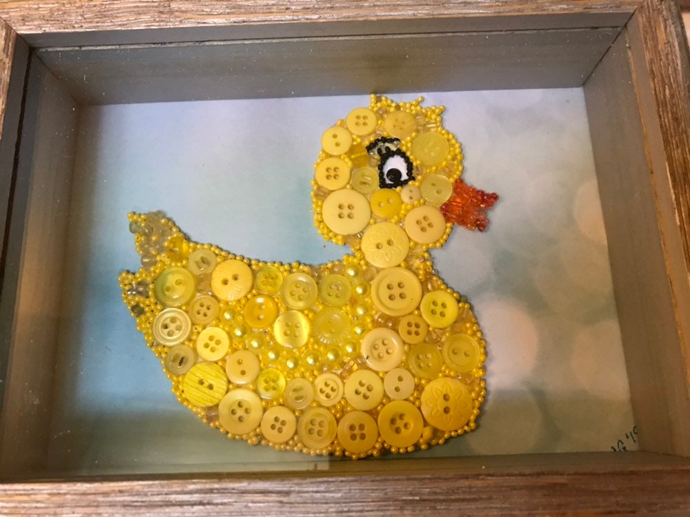 Yellow Duck Button Art Picture - Etsy