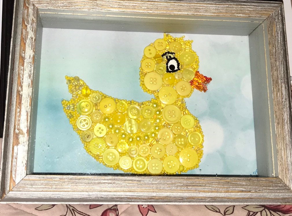 Yellow Duck Button Art Picture - Etsy