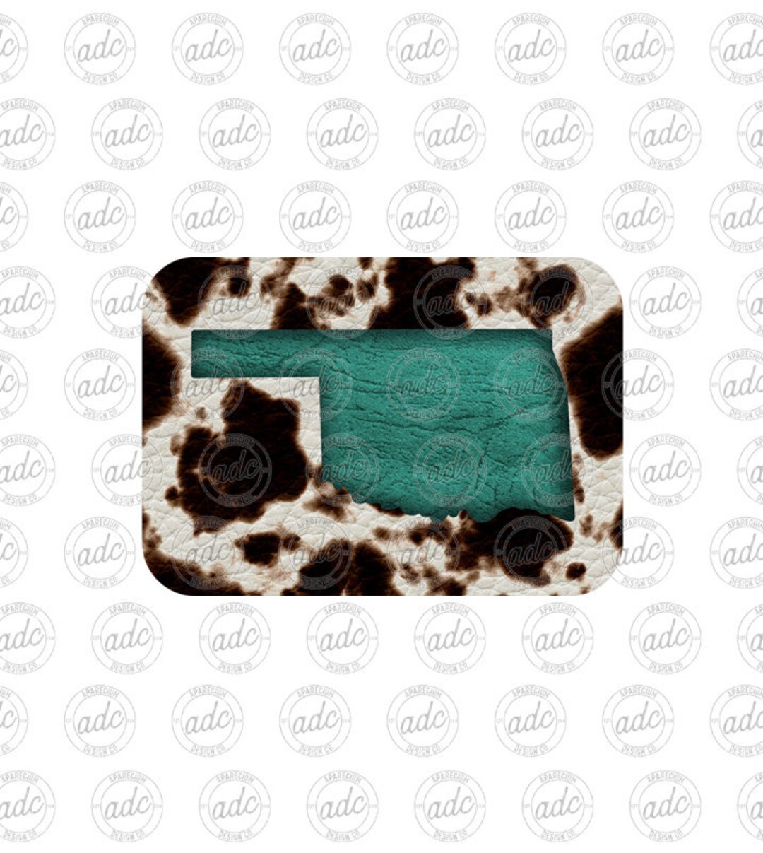 DIGITAL FILE State of Oklahoma Cow Print Turquoise Leather Look Patch ...