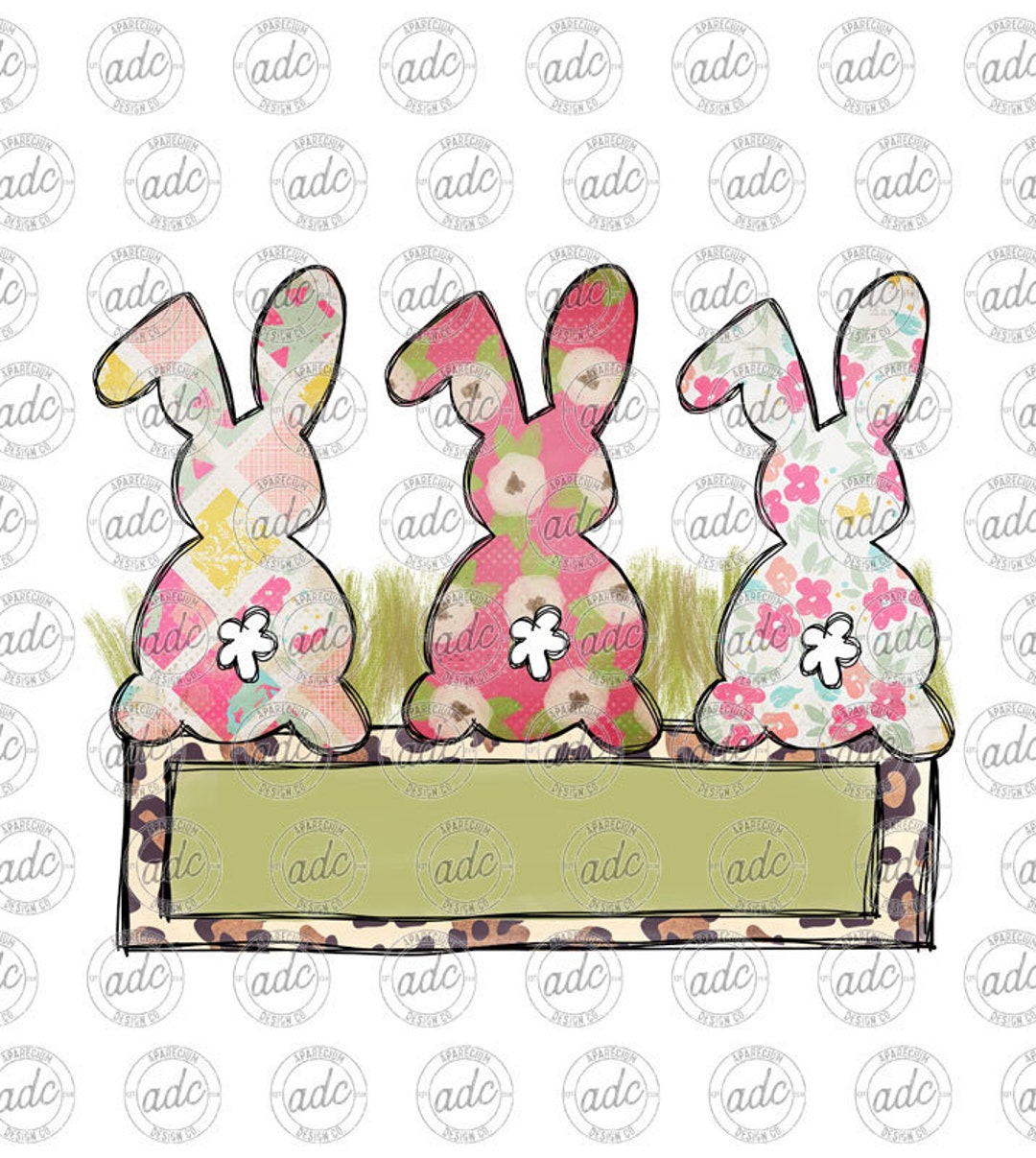 DIGITAL FILE Girl's Easter Bunny Trio Easter Sublimation Design - Etsy