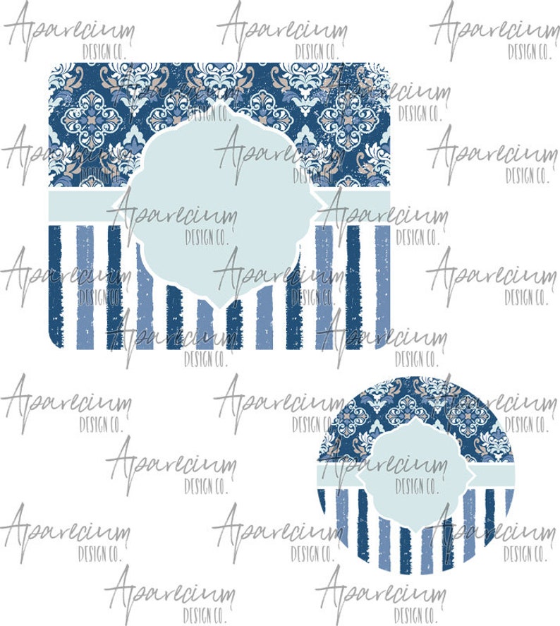 DIGITAL FILE Blue Damask and Stripes Mouse Pad and Coaster - Etsy