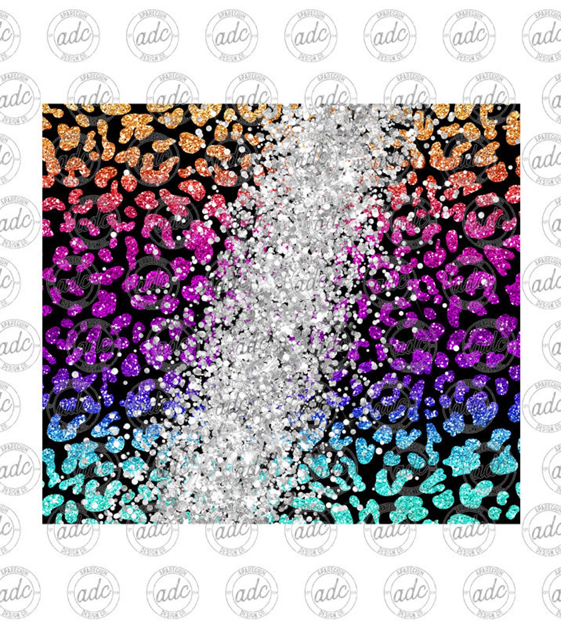 DIGITAL FILE Black and Rainbow Glitter Leopard Print Skinny - Etsy