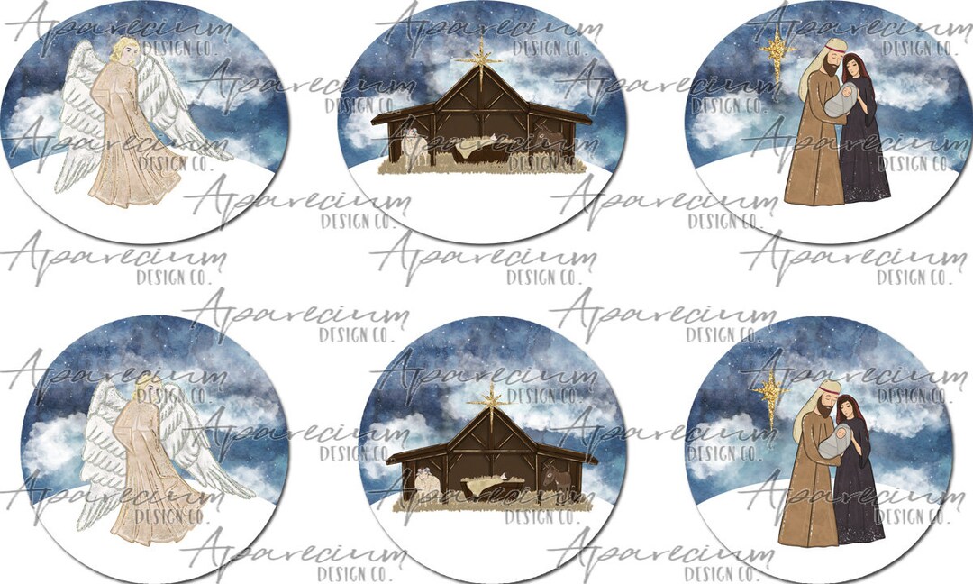 DIGITAL FILE Manger Scene Christmas Ornament Sublimation Template Set ...