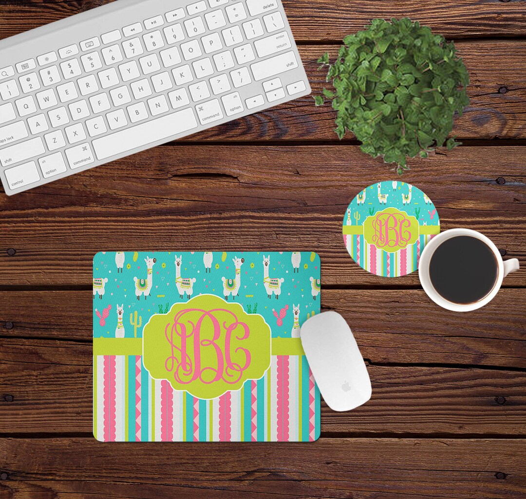 DIGITAL FILE Colorful Llama Mouse Pad and Coaster Desk Set Sublimation ...
