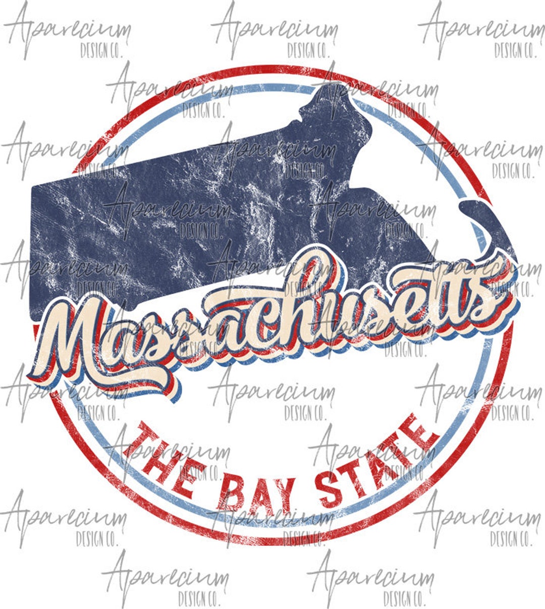 DIGITAL FILE Retro State of Massachusetts Sublimation Design - Etsy