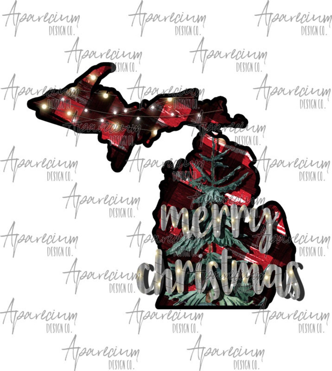 DIGITAL FILE Wooden Buffalo Plaid Michigan State Merry Christmas ...