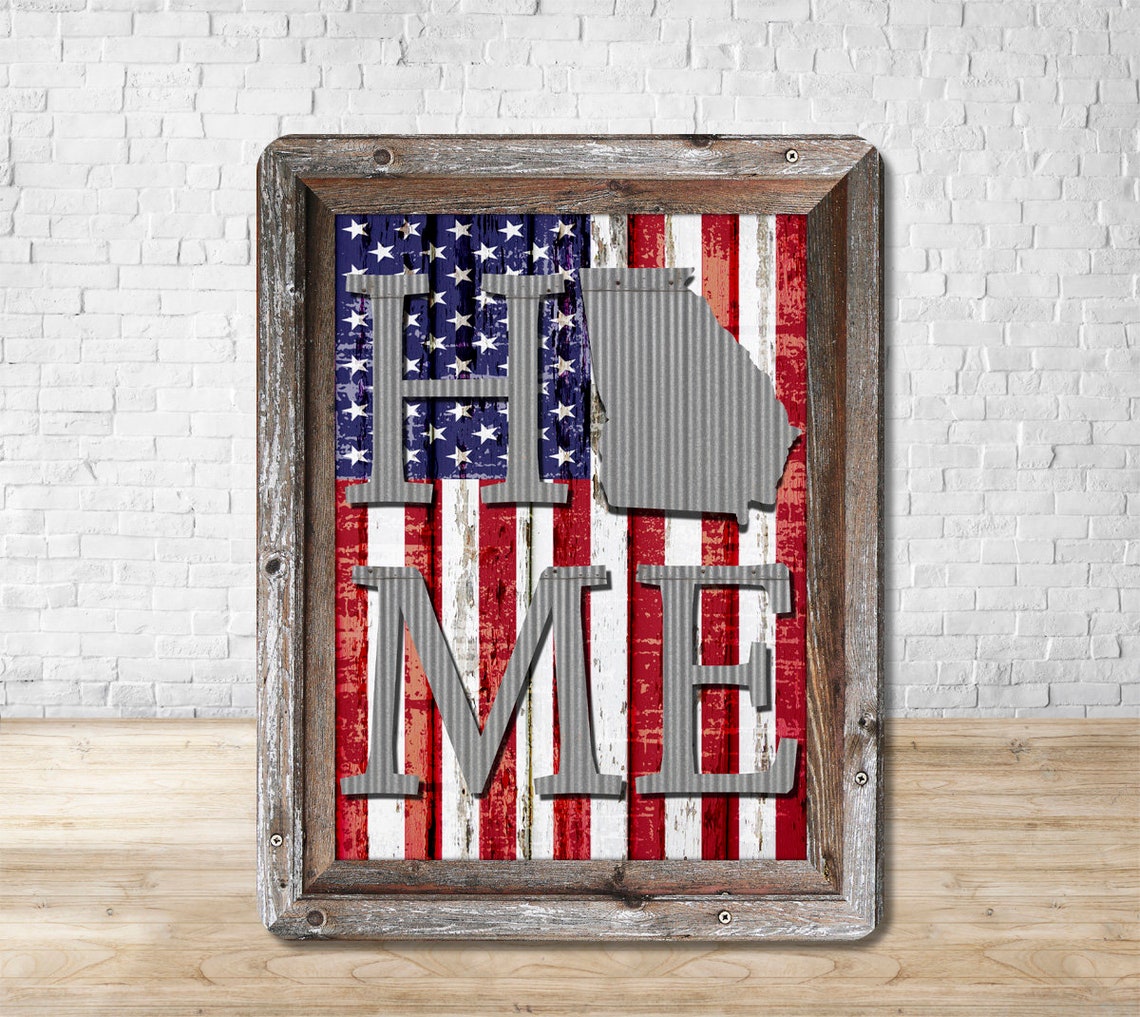 Tin Texas State Add on for Wooden Framed HOME American Flag | Etsy