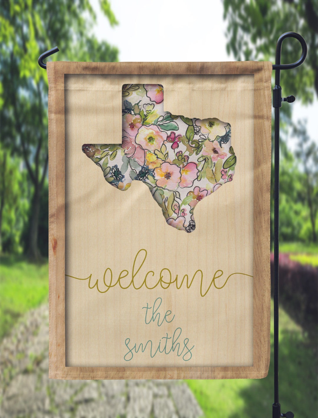 DIGITAL FILE Floral Wooden State of Texas Garden Flag Sublimation ...