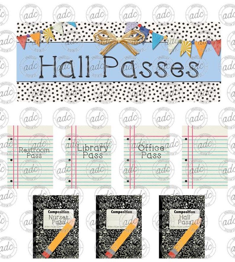 DIGITAL FILE Teacher Hall Pass Board and Passes Sublimation Design ...