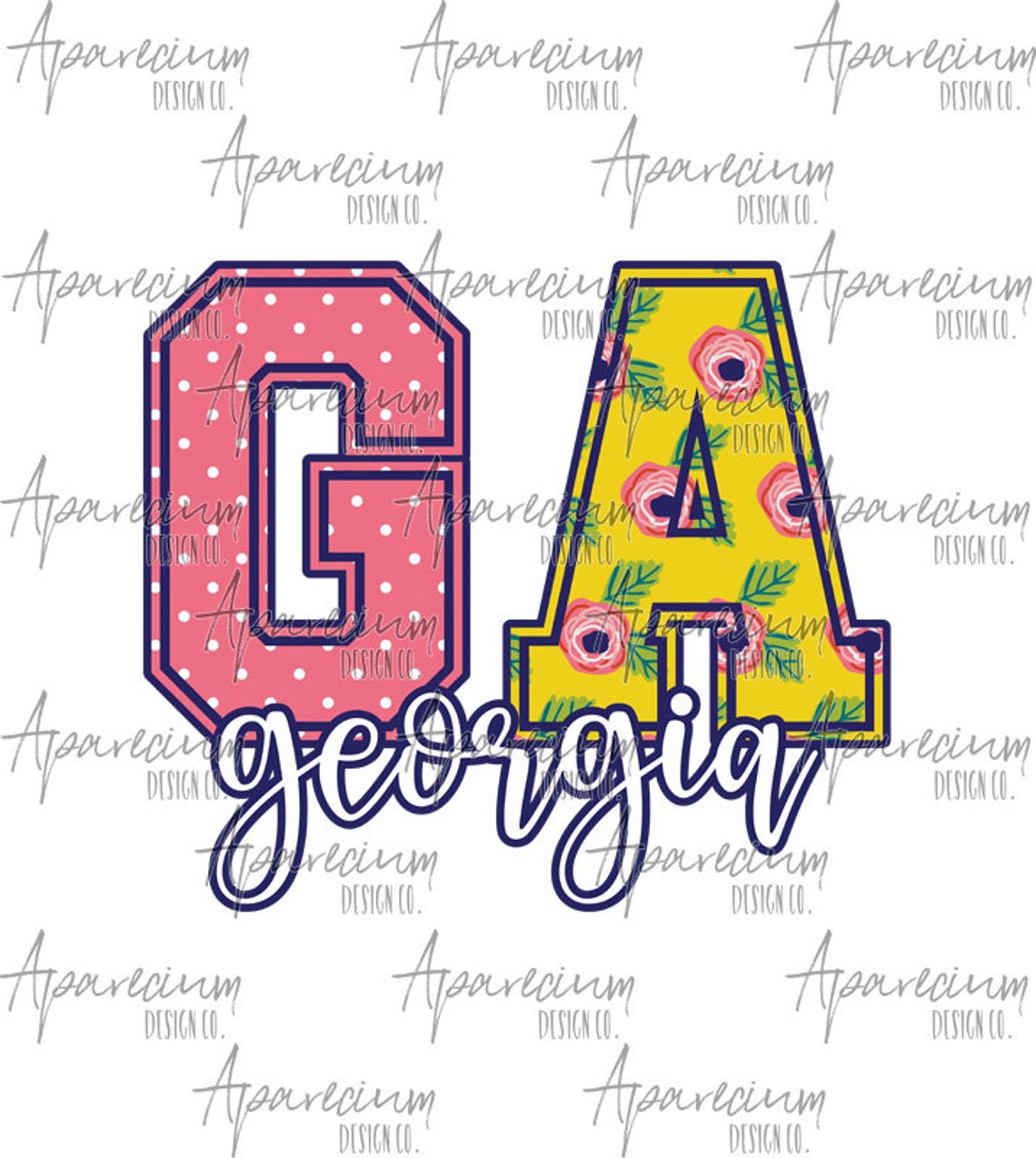 DIGITAL FILE Colorful Floral Georgia State Abbreviation Sublimation ...