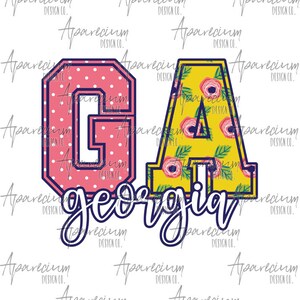DIGITAL FILE Colorful Floral Georgia State Abbreviation Sublimation ...