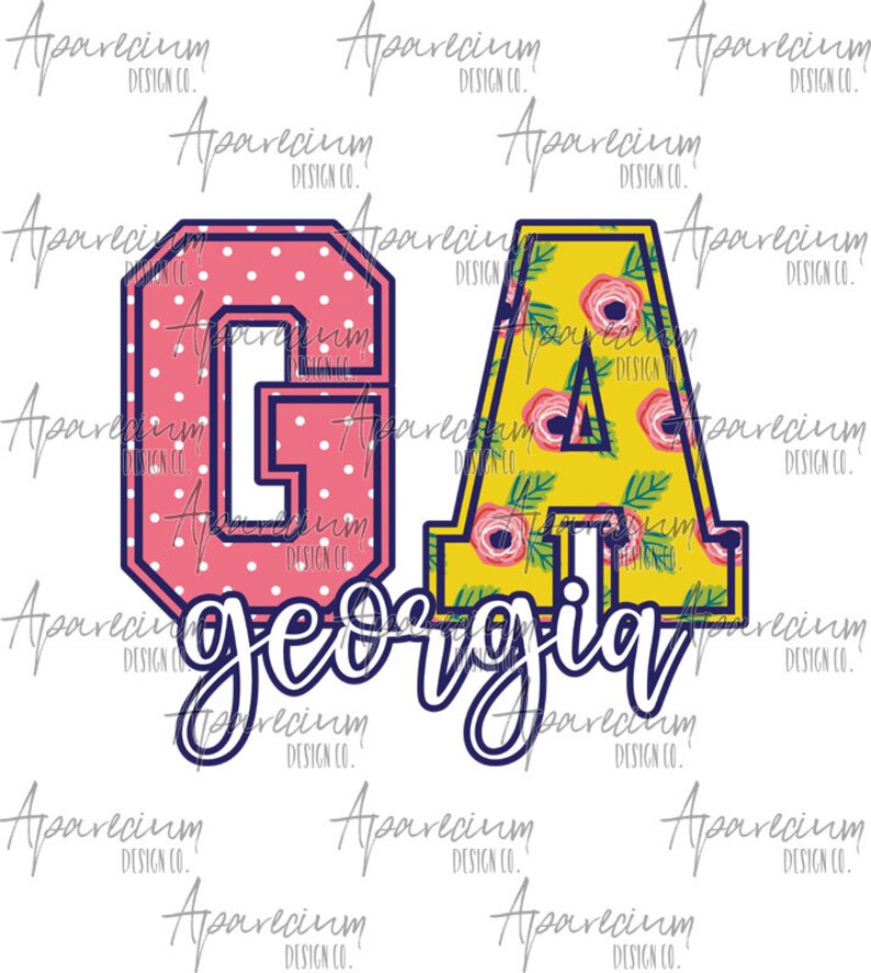 DIGITAL FILE Colorful Floral Georgia State Abbreviation Sublimation ...