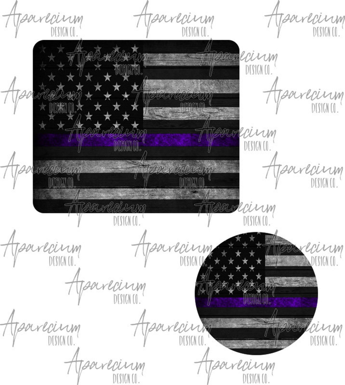 DIGITAL FILE Wooden American Flag Purple Line Mouse Pad and Coaster ...