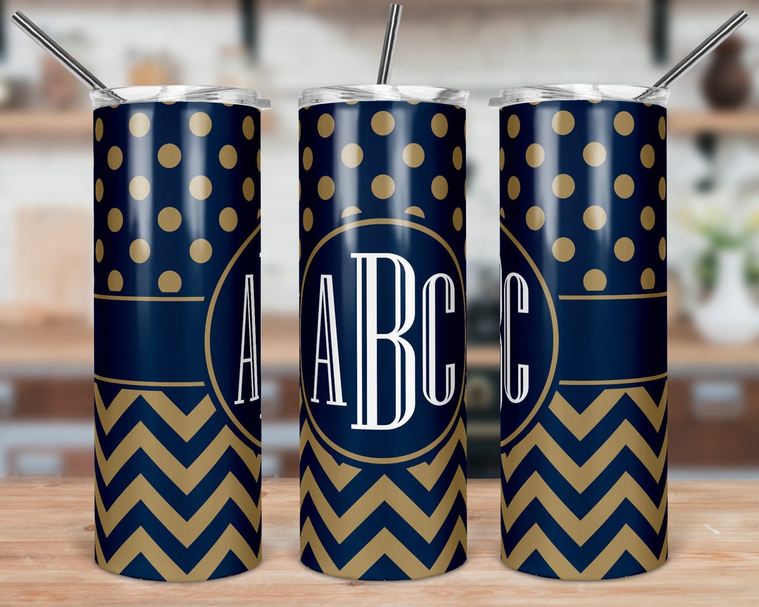 DIGITAL FILE Navy Blue and Gold Skinny Tumbler Sublimation Design - Etsy