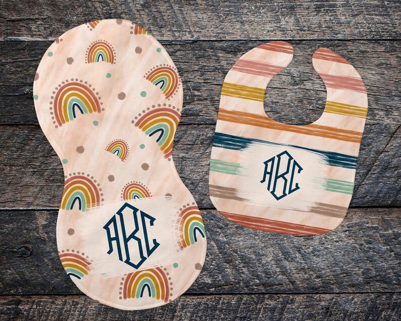 DIGITAL FILE Neutral Rainbow Bib and Burp Cloth Sublimation Design ...