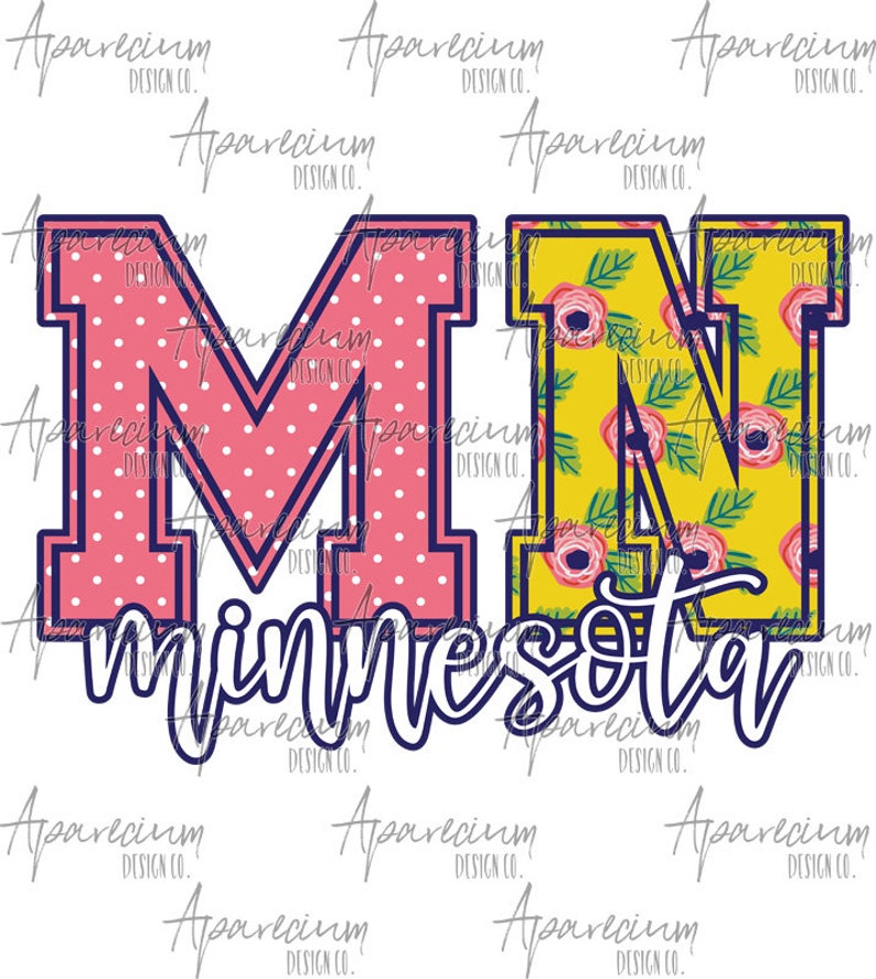 DIGITAL FILE Colorful Floral Minnesota State Abbreviation - Etsy