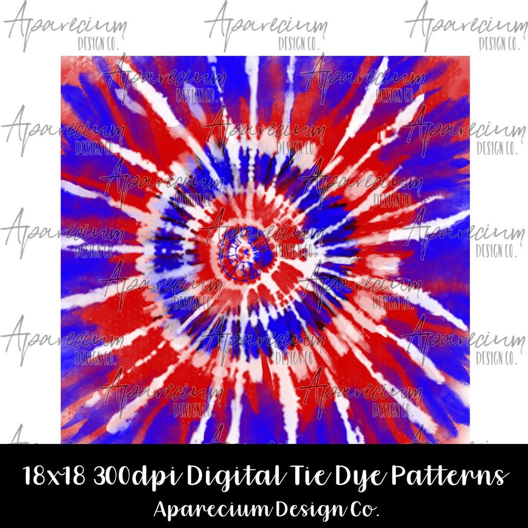 DIGITAL FILE Red White and Blue Tie Dye Digital Paper Set - Etsy