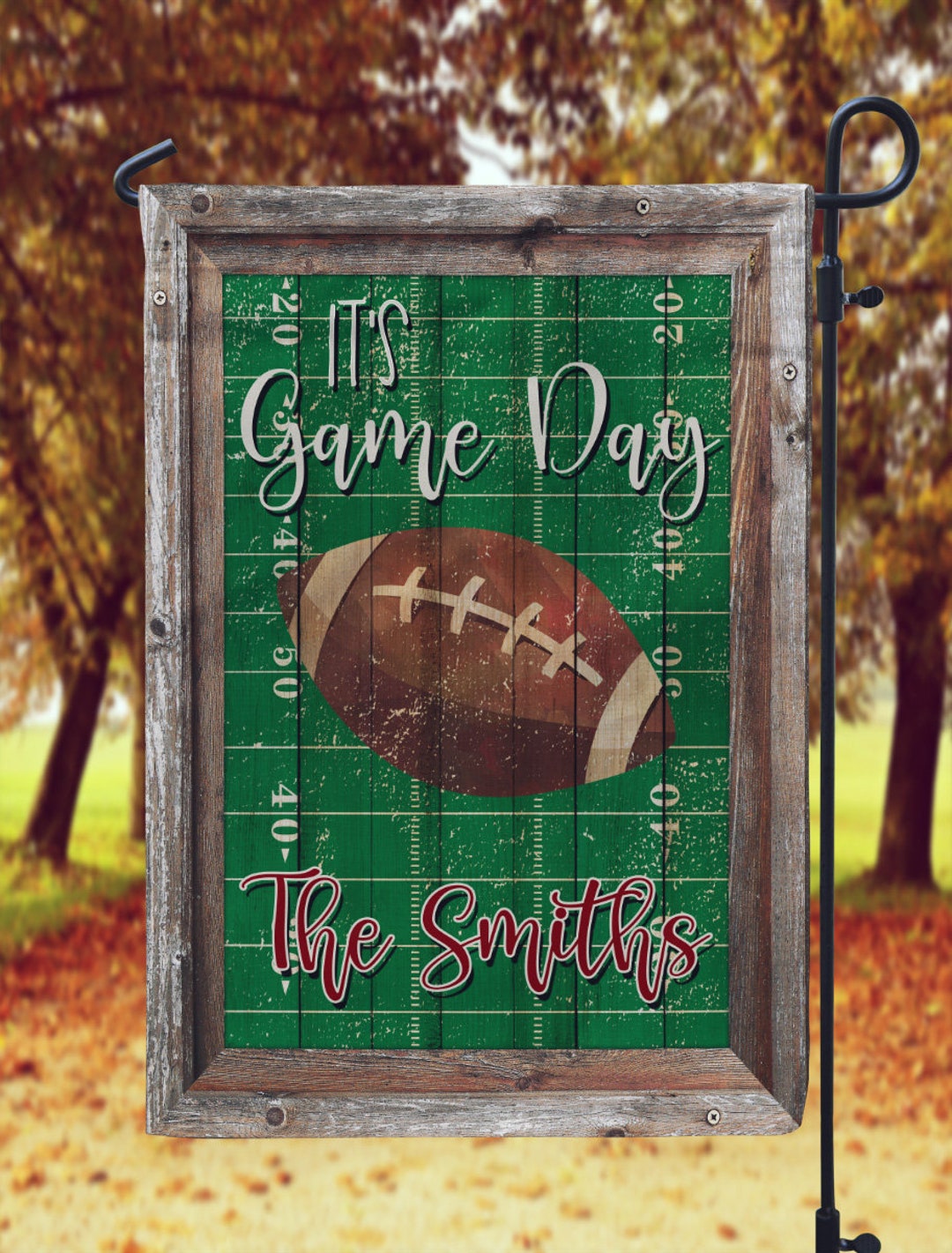 DIGITAL FILE Wood Framed Football Field Game Day Garden Flag ...