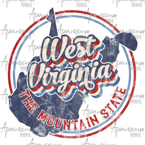 DIGITAL FILE Retro State of West Virginia Sublimation Design - Etsy