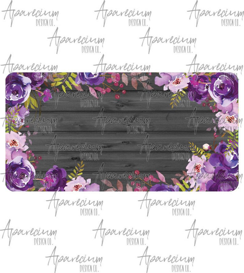 DIGITAL FILE Purple Wooden Floral License Plate Sublimation Template - Etsy