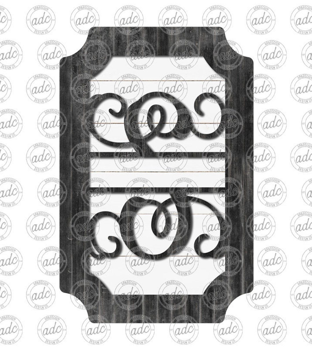 DIGITAL FILE Letter S Fancy Shaped Split Monogram Ribbon Holder Door ...