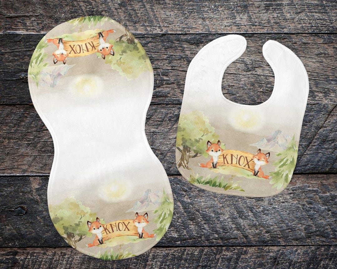 DIGITAL FILE Woodland Fox Bib and Burp Cloth Sublimation Design Bundle ...