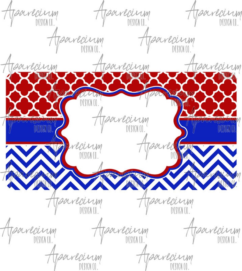 DIGITAL FILE Red and Blue Monogram License Plate Sublimation Template ...