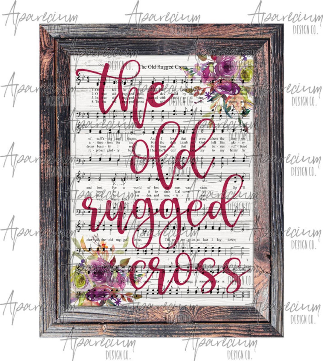 DIGITAL FILE Wooden Framed the Old Rugged Cross Floral Hymnal Dry Erase ...
