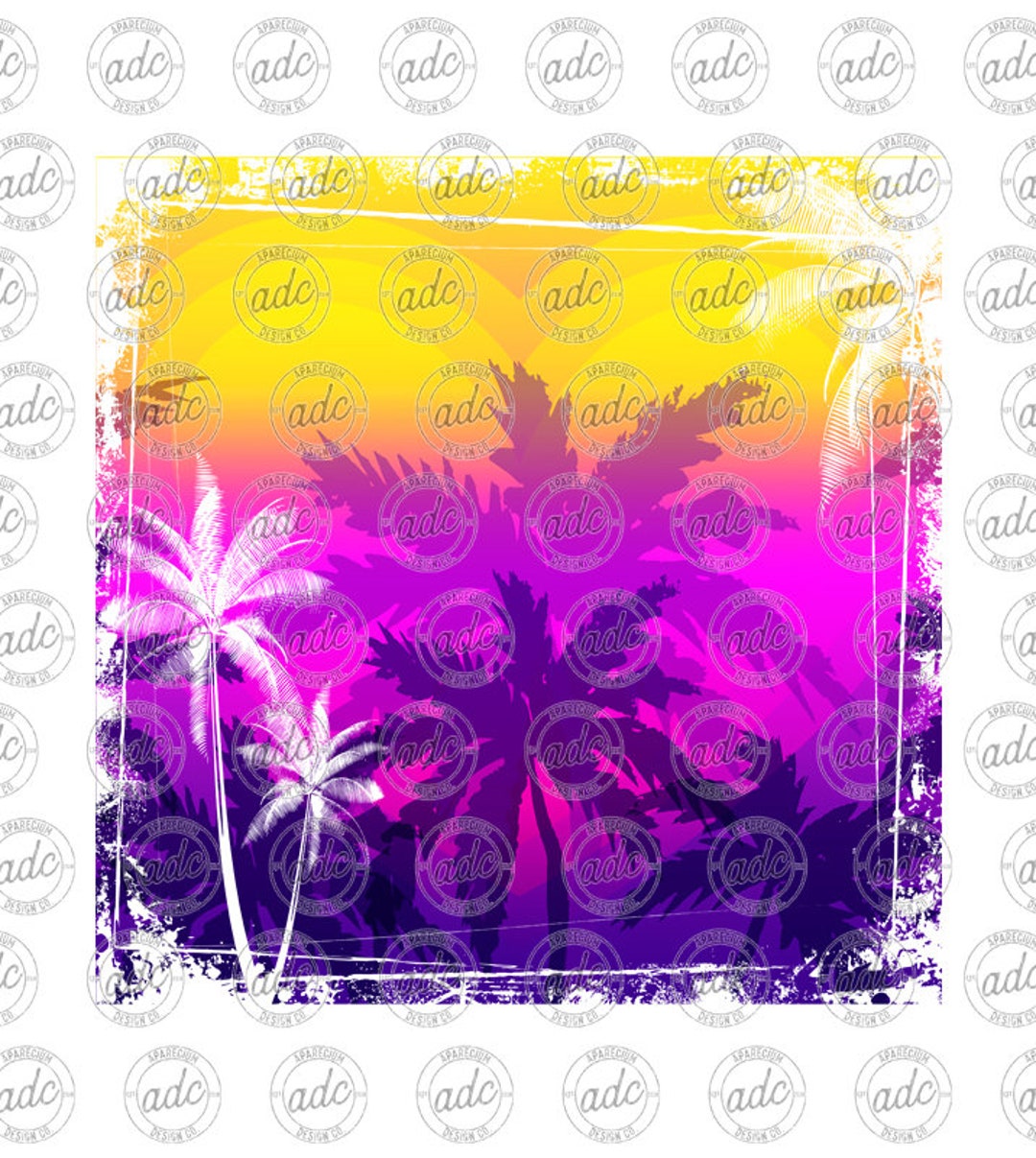 DIGITAL FILE Neon Palm Tree Sublimation Design - Etsy