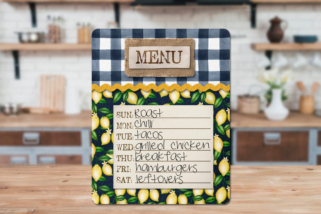 DIGITAL FILE Navy Lemon Farmhouse Menu Dry Erase Board Sublimation ...