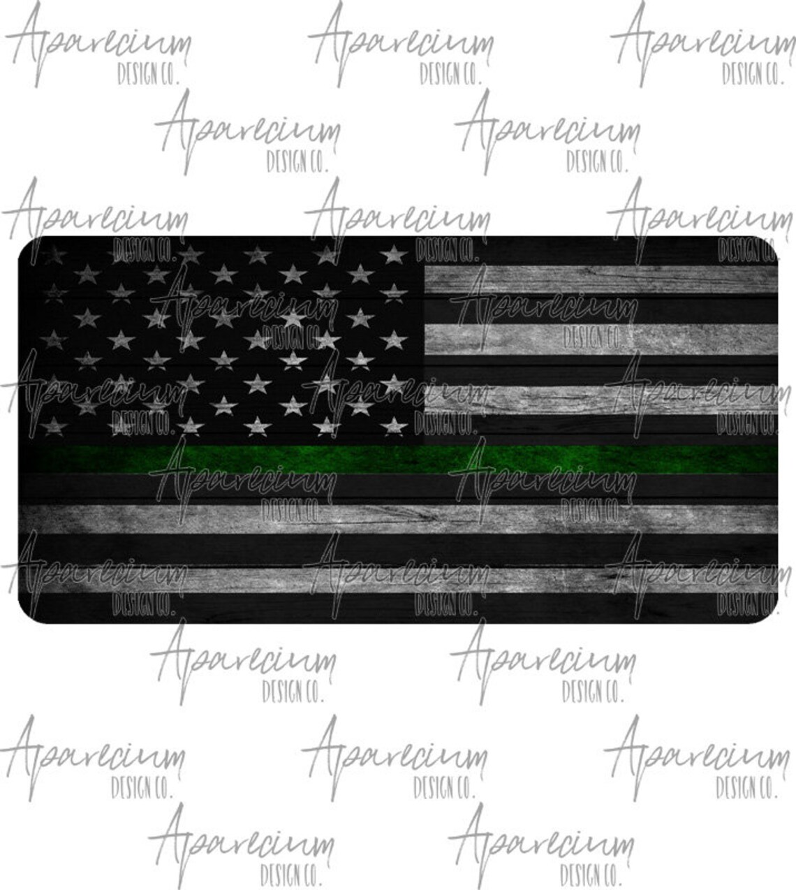 DIGITAL FILE Wooden American Flag Green Line License Plate Sublimation ...