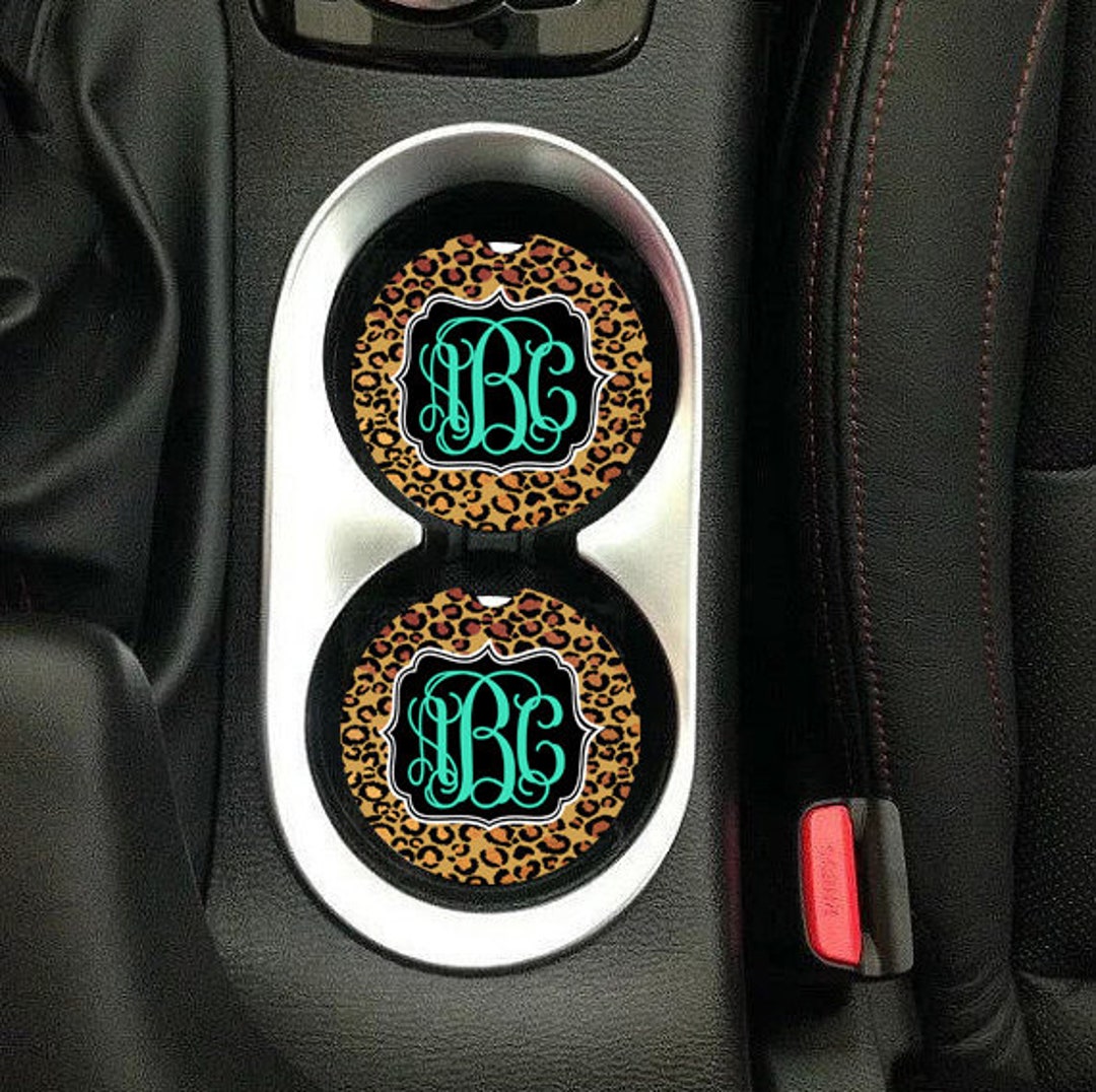 DIGITAL FILE Leopard Print Monogram Car Coaster Sublimation Template - Etsy